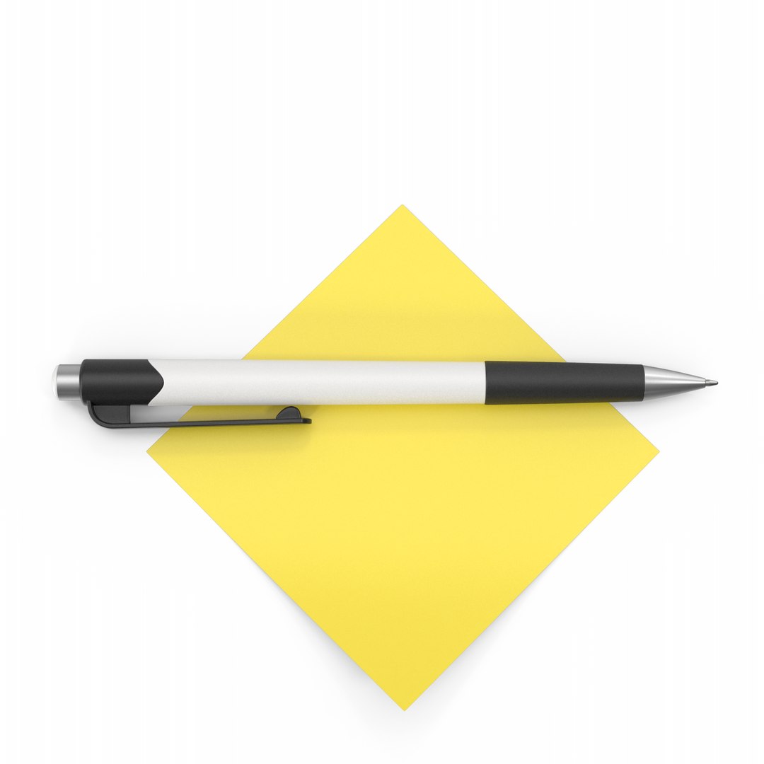 Sticky Note With Pen 3D - TurboSquid 1857237