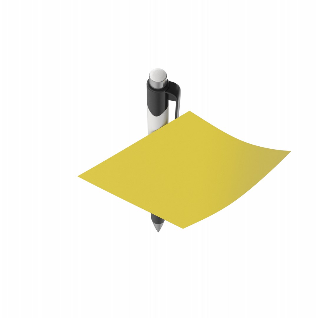 Sticky Note With Pen 3D - TurboSquid 1857237