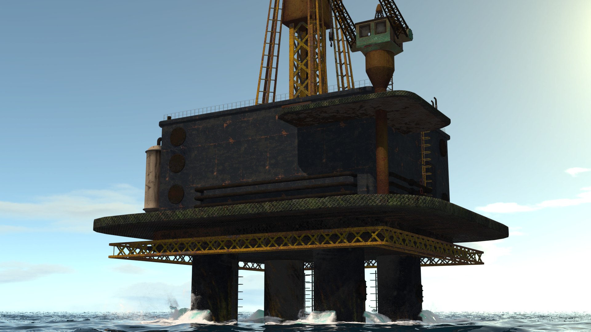 3D Oil Rig Wreck Dynamic Simulation Model - TurboSquid 2268892