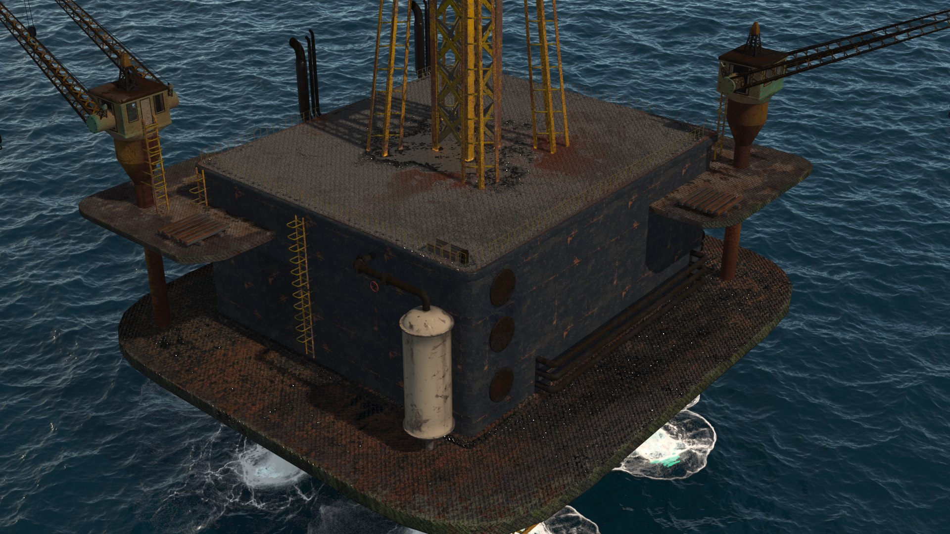 3D Oil Rig Wreck Dynamic Simulation Model - TurboSquid 2268892