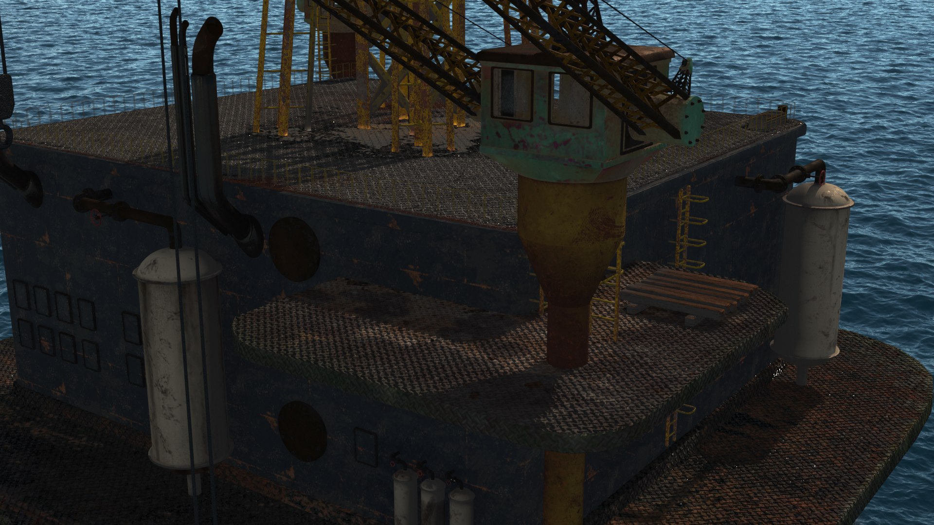 3D Oil Rig Wreck Dynamic Simulation Model - TurboSquid 2268892