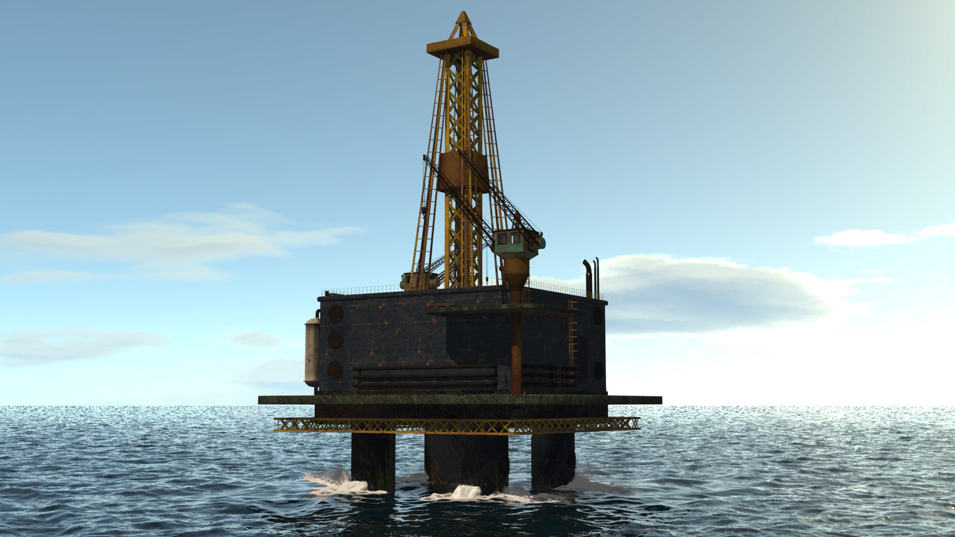 3D Oil Rig Wreck Dynamic Simulation Model - TurboSquid 2268892
