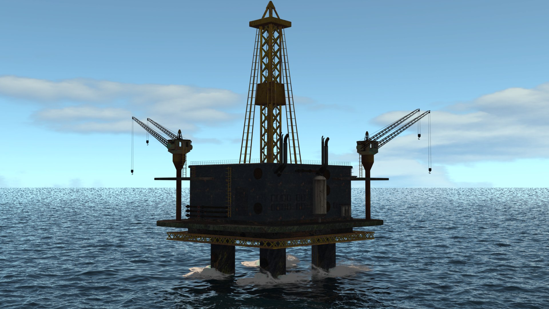 3D Oil Rig Wreck Dynamic Simulation Model - TurboSquid 2268892
