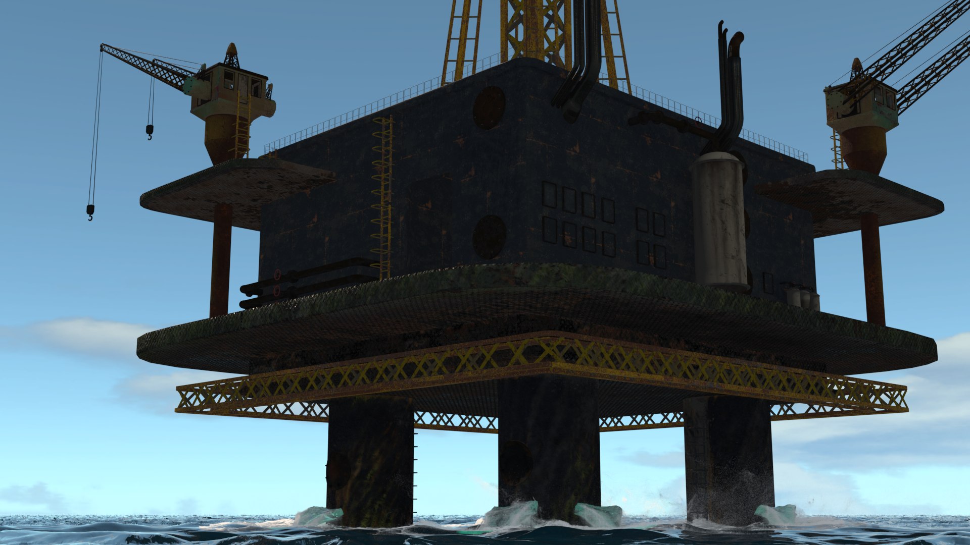 3D Oil Rig Wreck Dynamic Simulation Model - TurboSquid 2268892