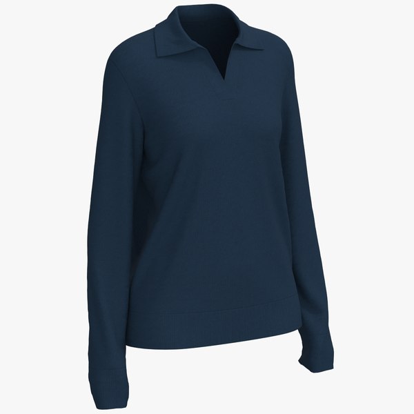 modelo 3d Suéter tipo polo de manga larga para mujer - TurboSquid 2152254