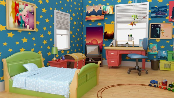 Bedroom cartoons 3D model - TurboSquid 1548574