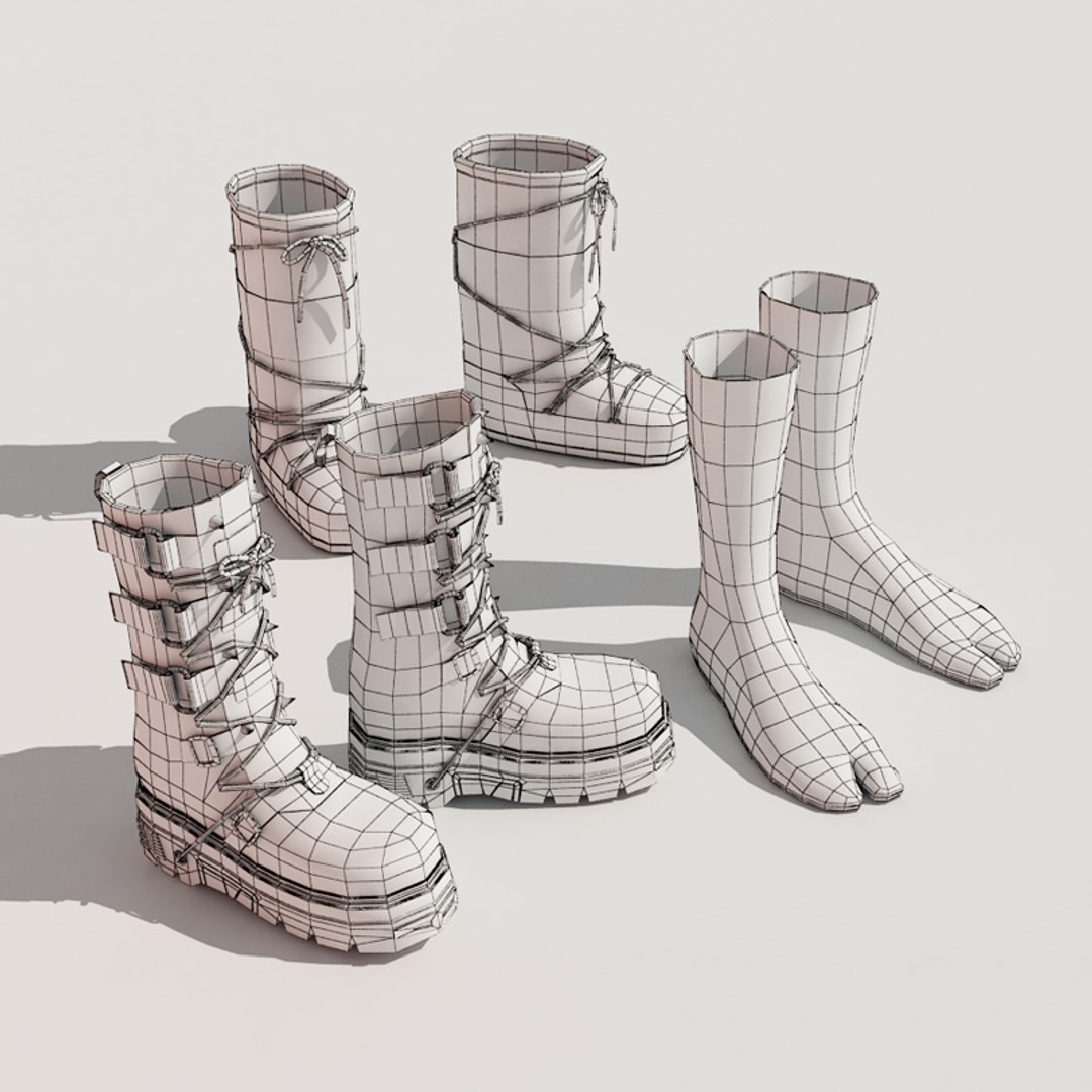 3d shoes set street fashion model
