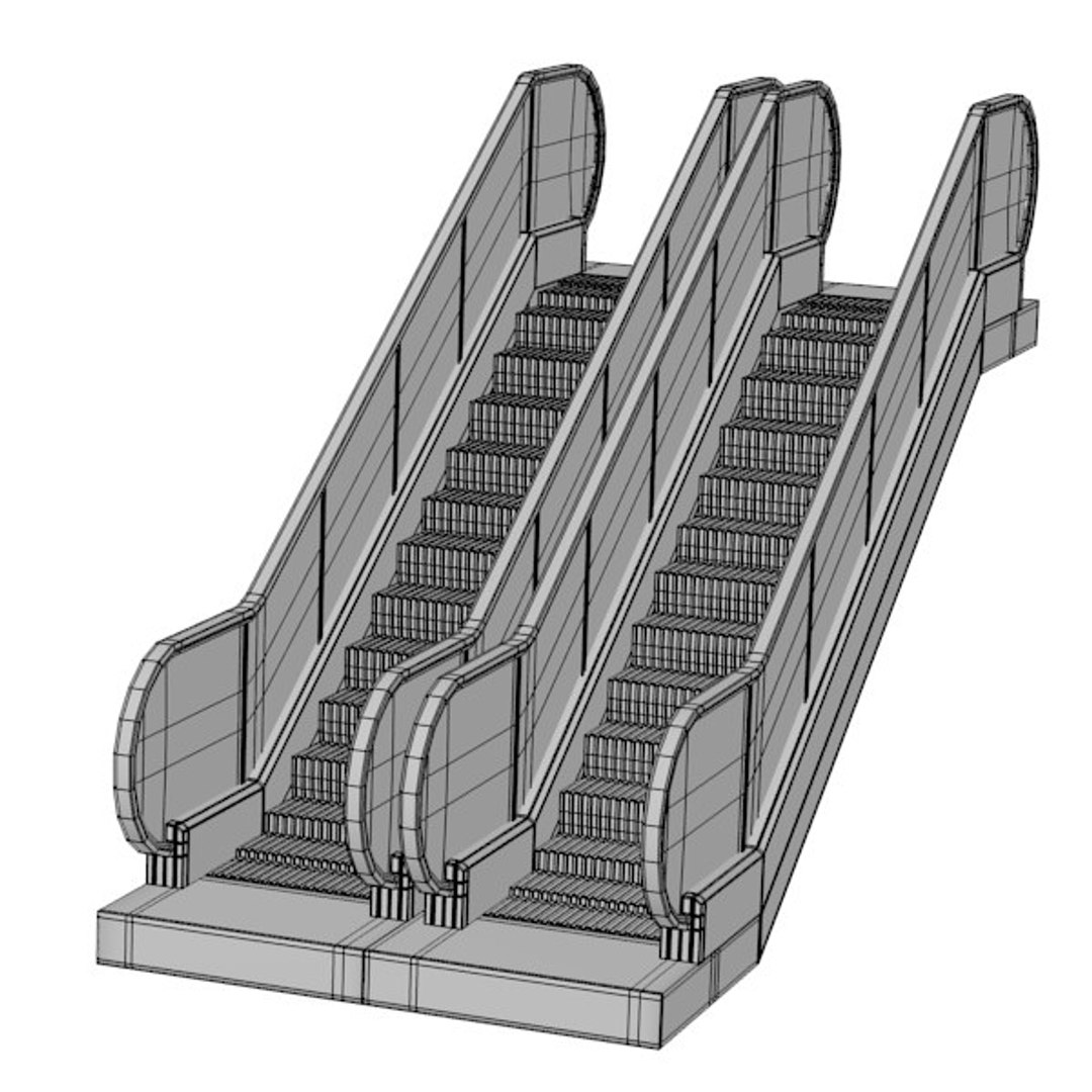 Realistic Escalators 3d Model