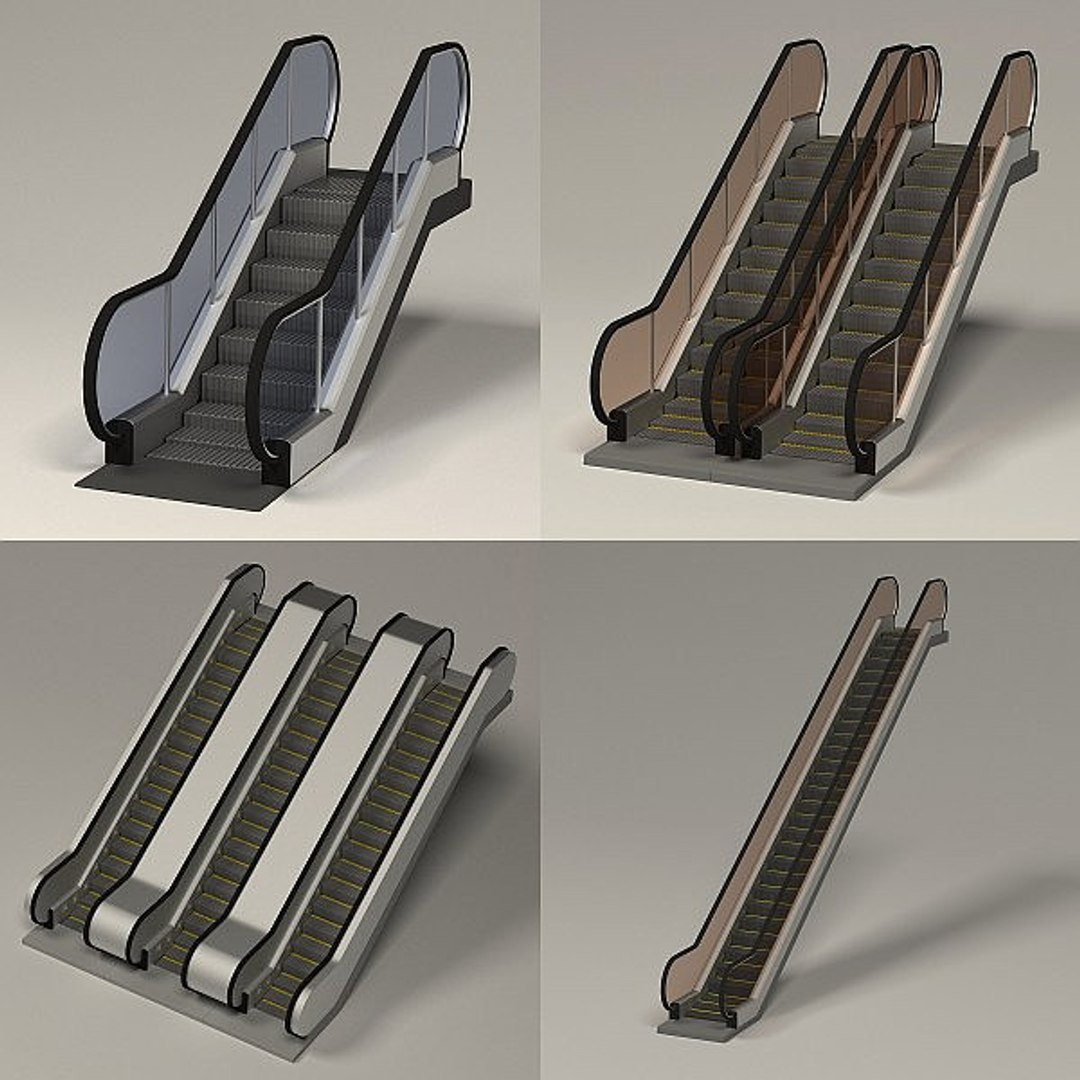 Realistic Escalators 3d Model