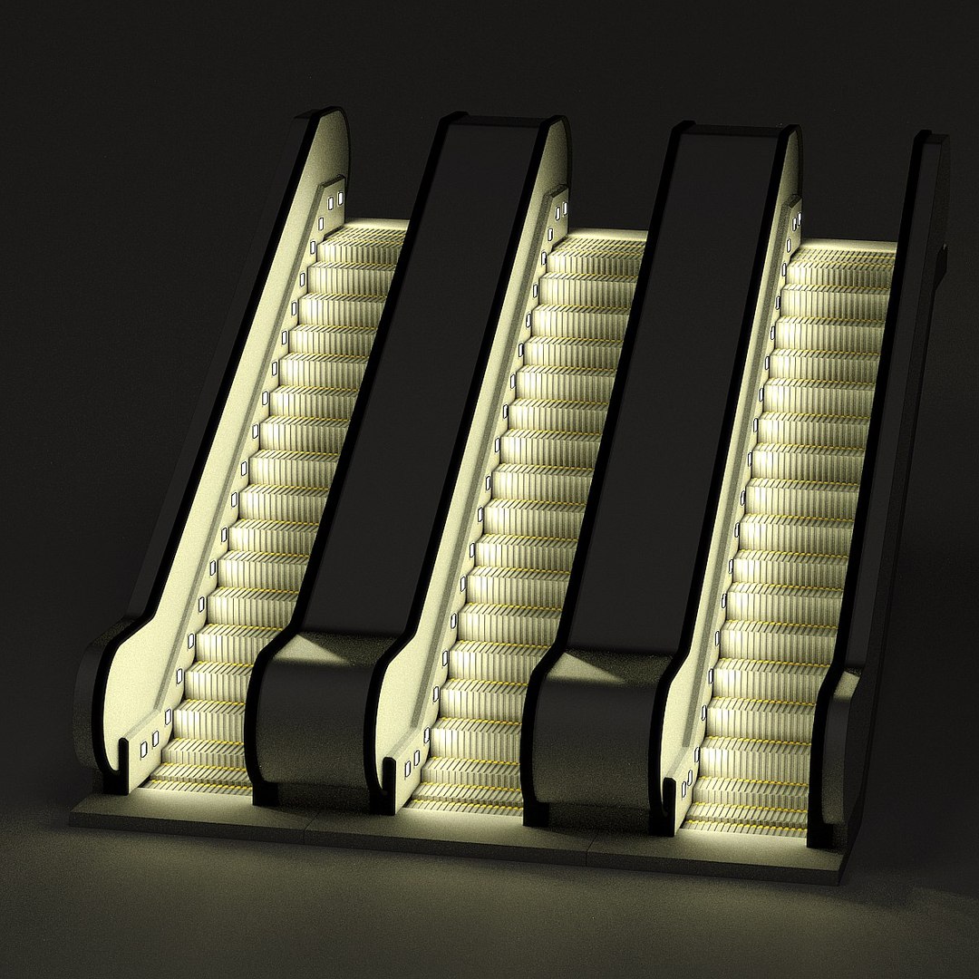 Realistic Escalators 3d Model
