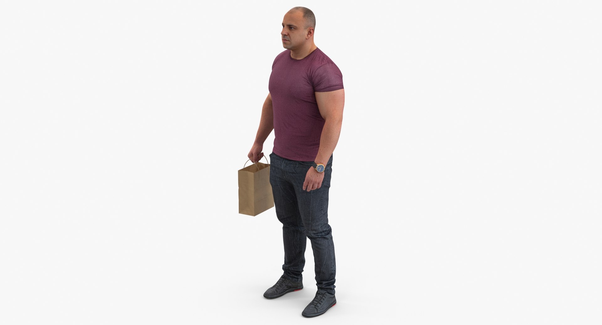 Arnold Casual Spring Idle Pose 01 With Bags Model - TurboSquid 1878922