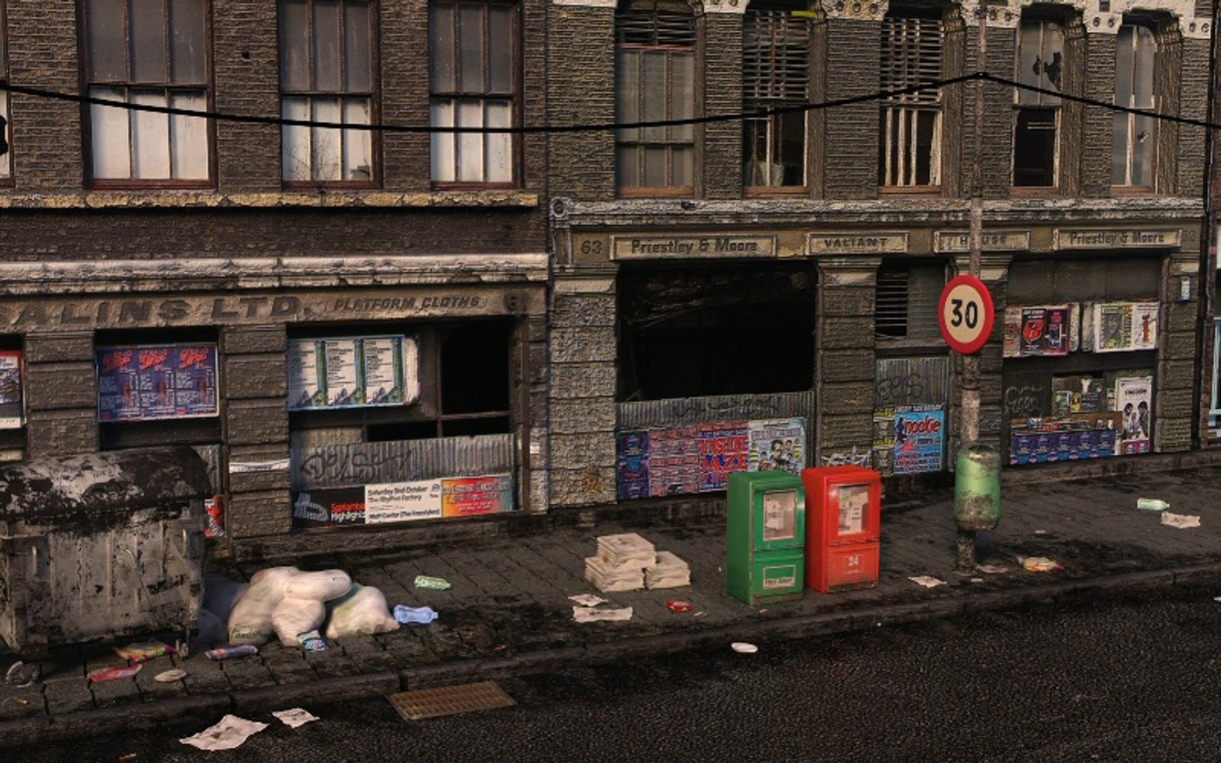3ds max realistic dirty street scene