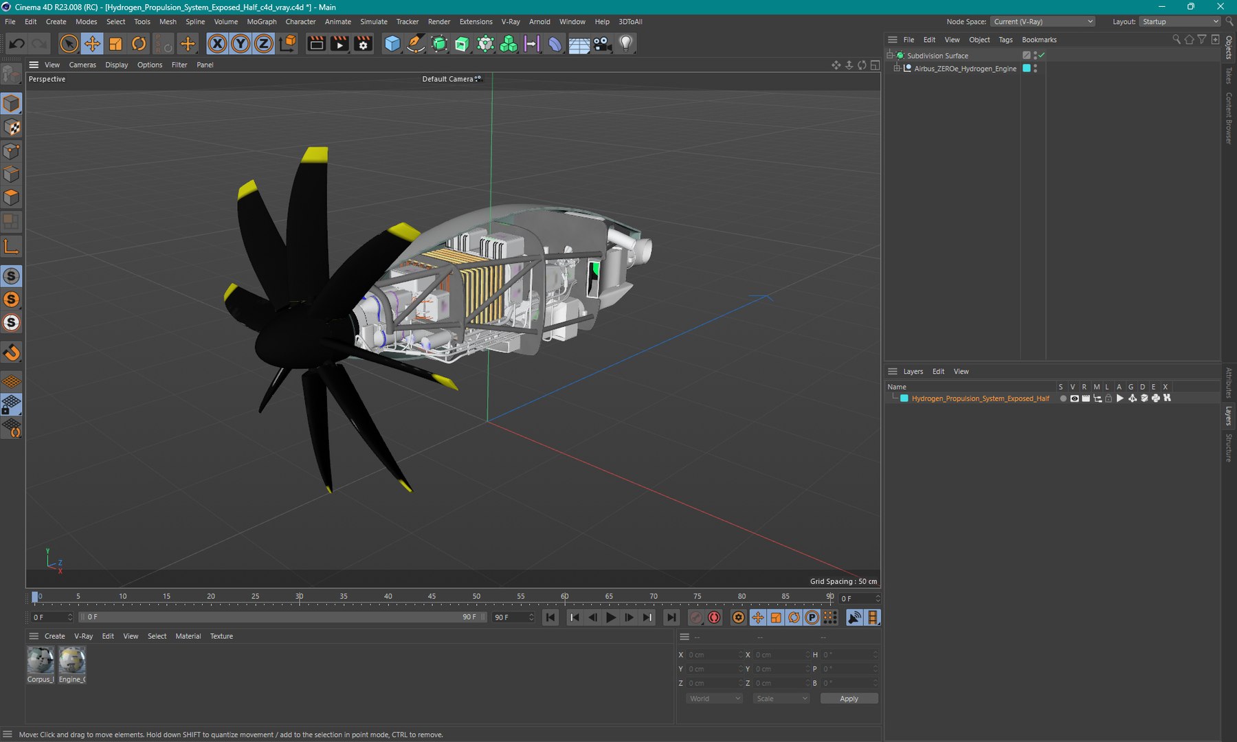 3D Model Hydrogen Propulsion System Exposed Half - TurboSquid 2378177