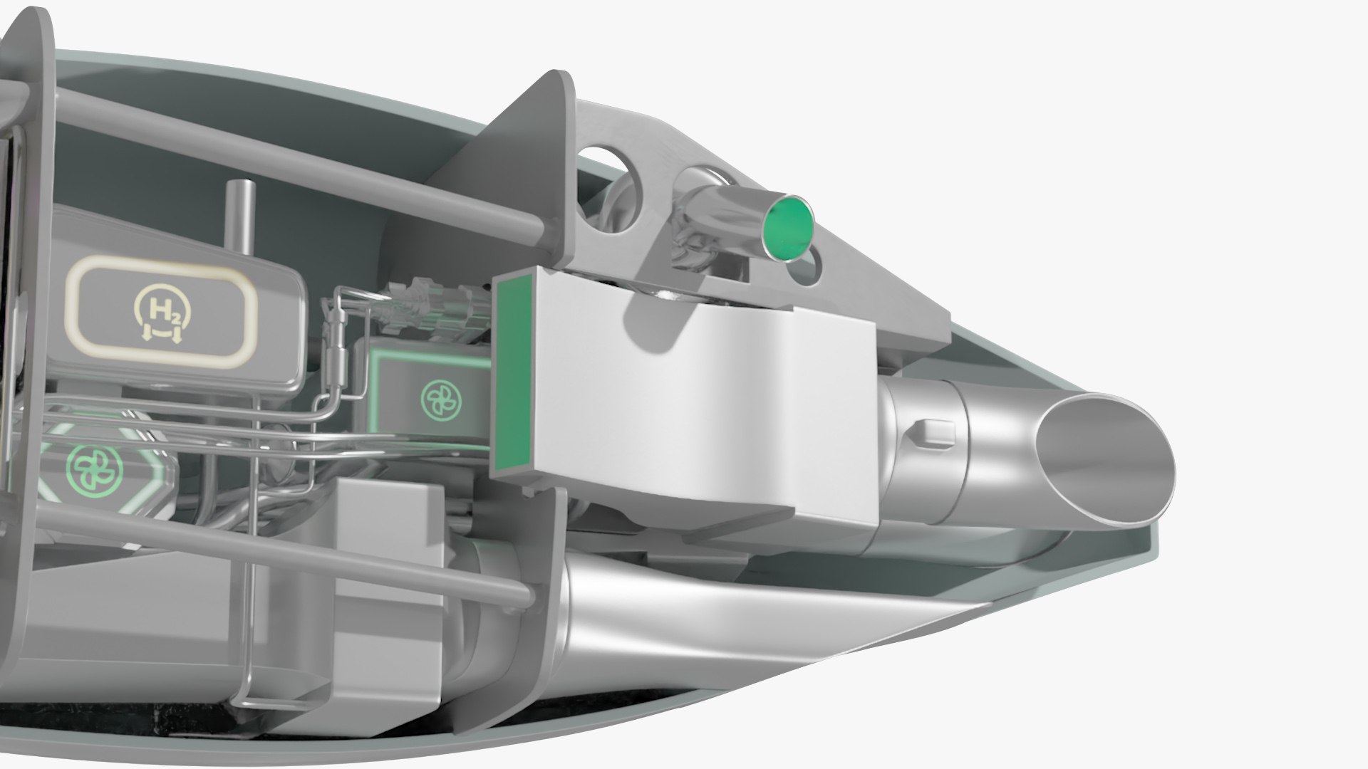 3D Model Hydrogen Propulsion System Exposed Half - TurboSquid 2378177