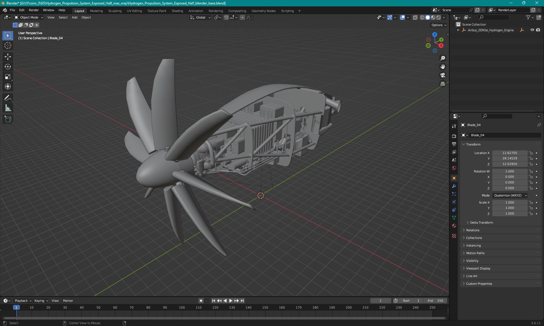 3D Model Hydrogen Propulsion System Exposed Half - TurboSquid 2378177
