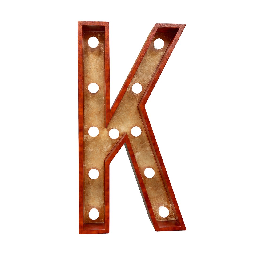Marquee letter K light bulb wooden glow sign 3D model - TurboSquid 1974445