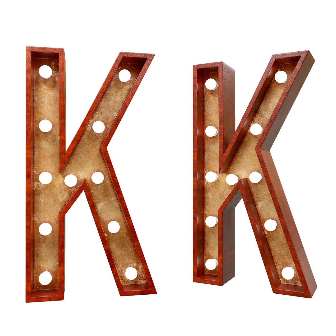 Marquee letter K light bulb wooden glow sign 3D model - TurboSquid 1974445