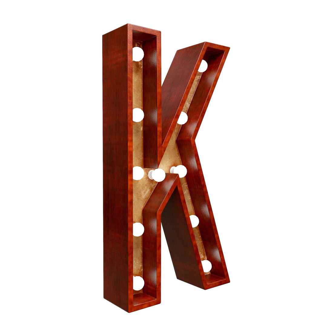 Marquee letter K light bulb wooden glow sign 3D model - TurboSquid 1974445