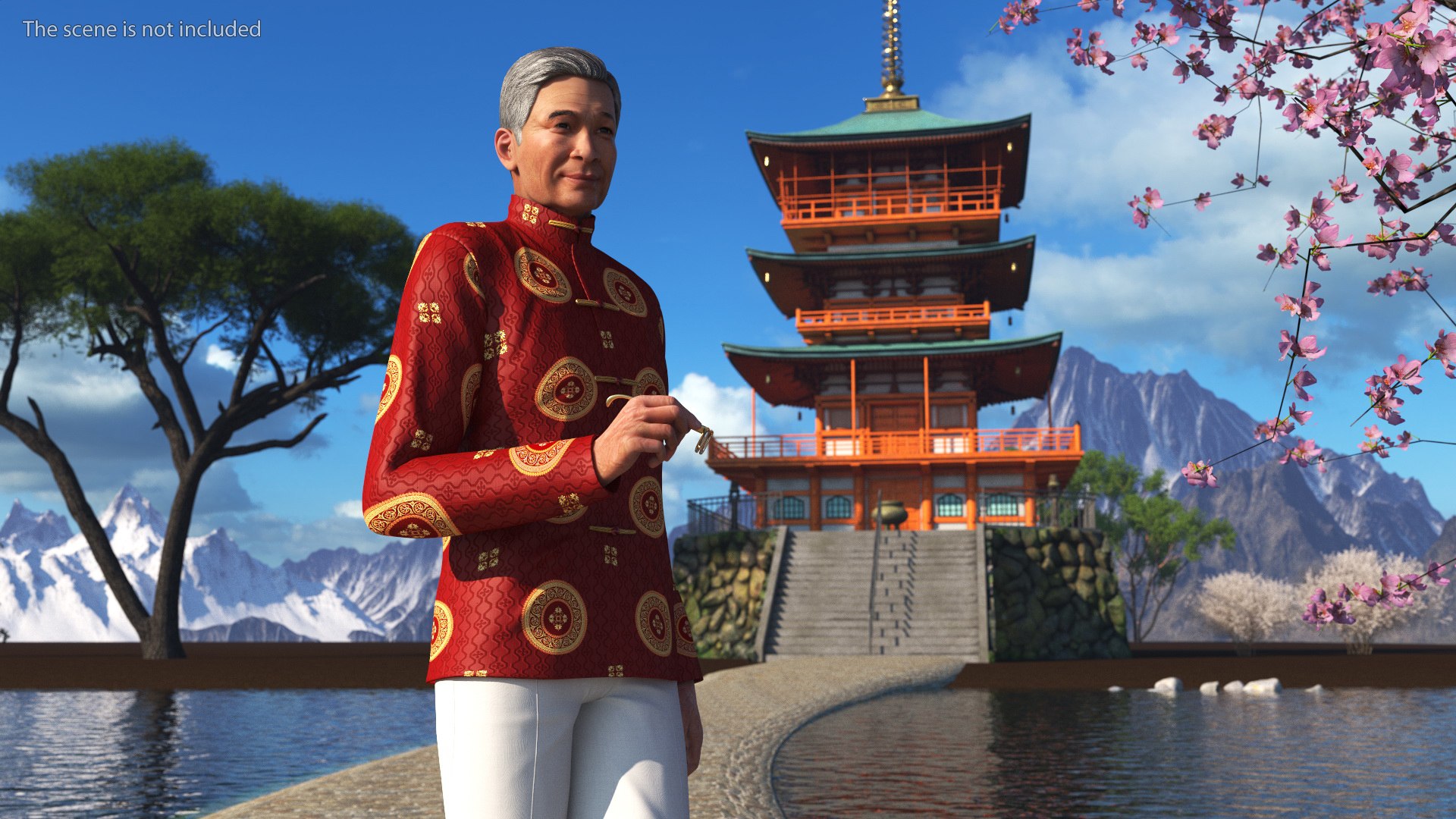 3D Senior Chinese Man Wearing Traditional Clothing - TurboSquid 2123531