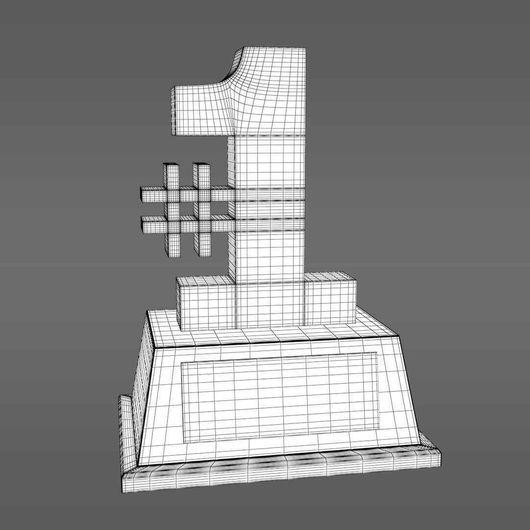 3d number trophy model