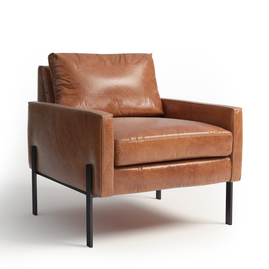 3D Realistic Gunnison Leather Chair Model - TurboSquid 1556324