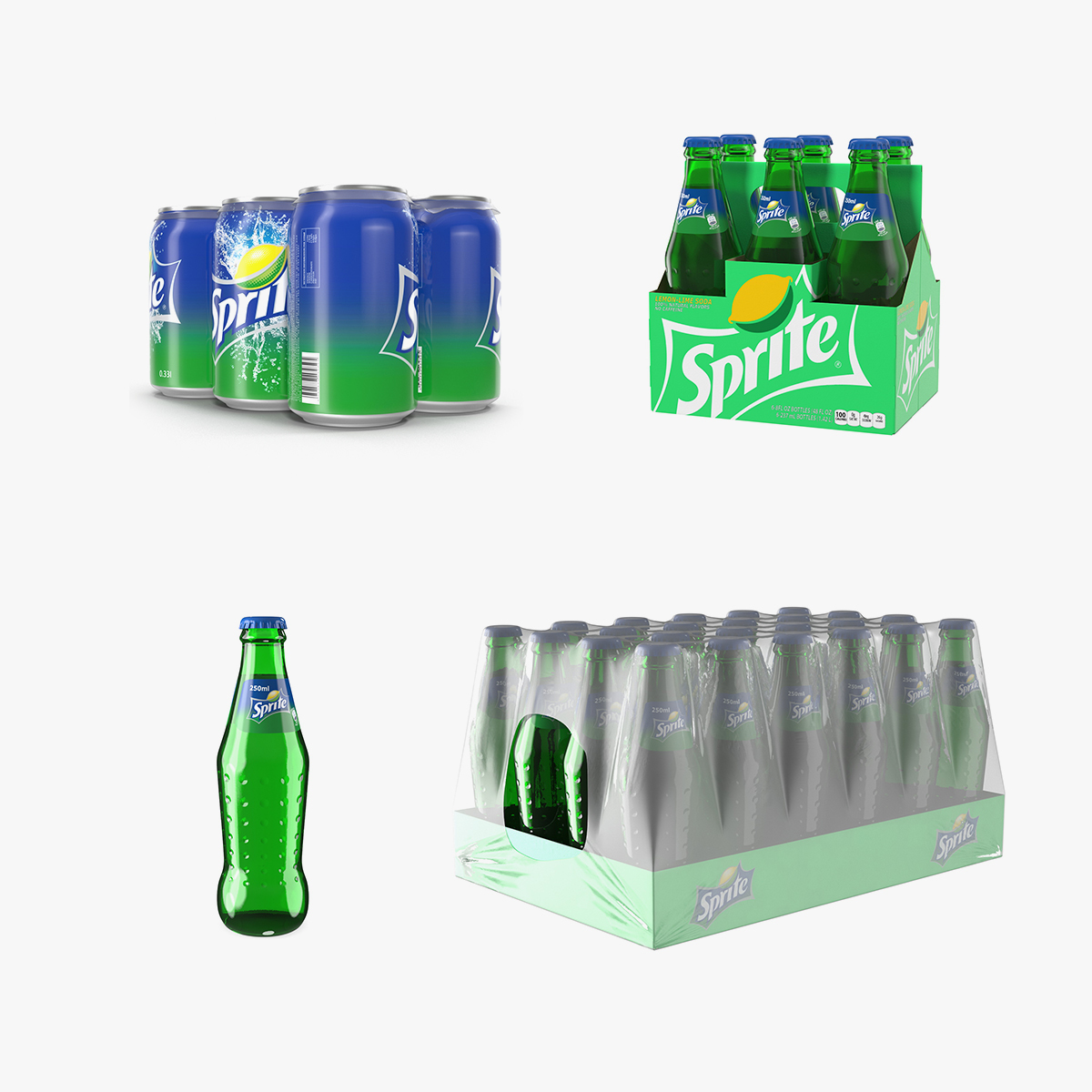 modelo 3d Colección de botellas y paquetes de Sprite - TurboSquid 1459830