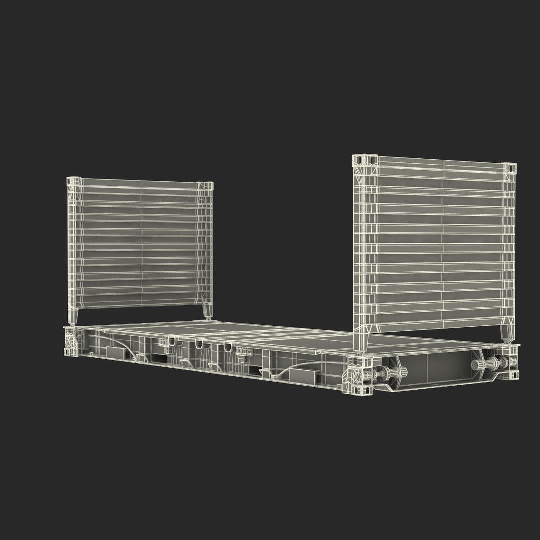 3d Model Flat Rack Container Blue