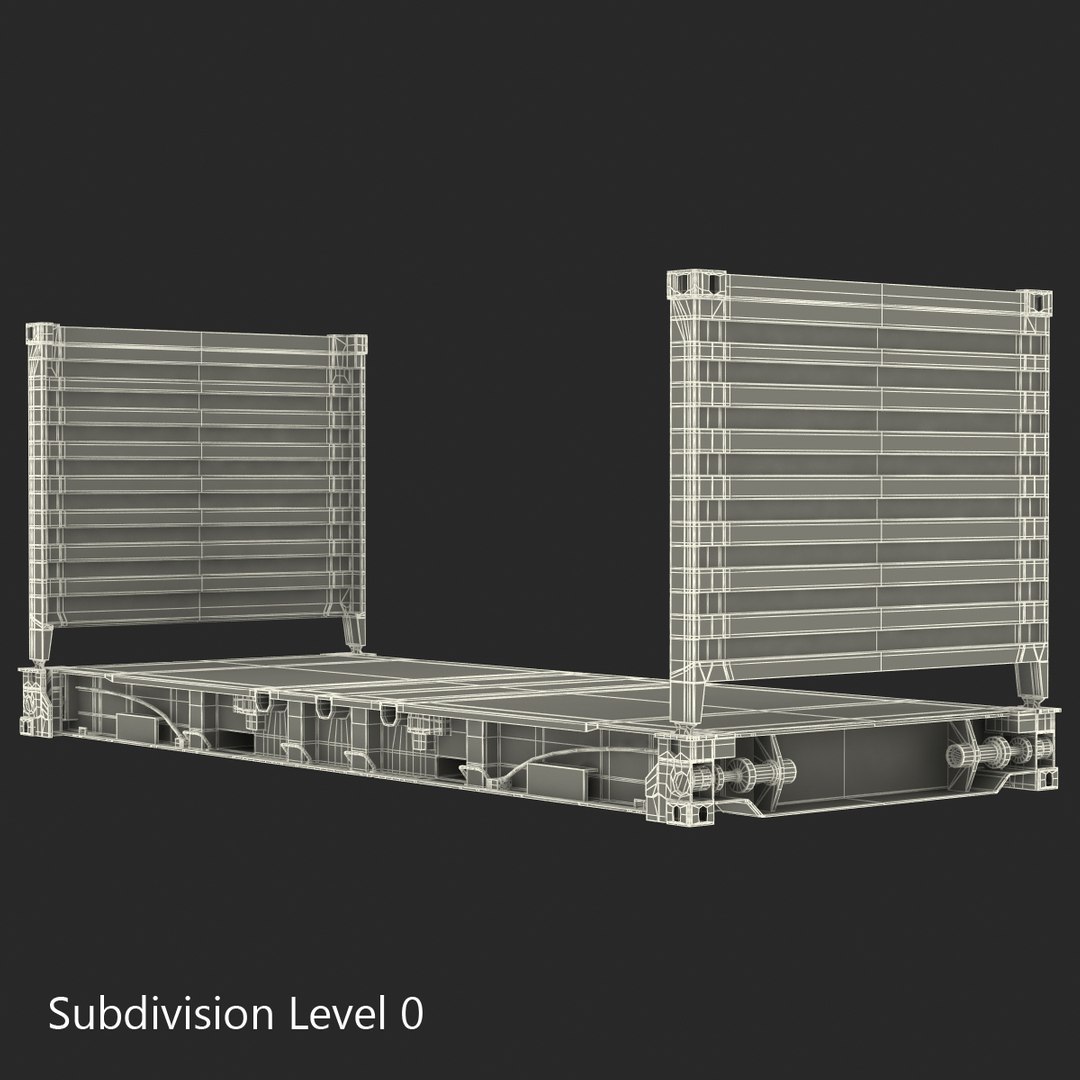 3d model flat rack container blue