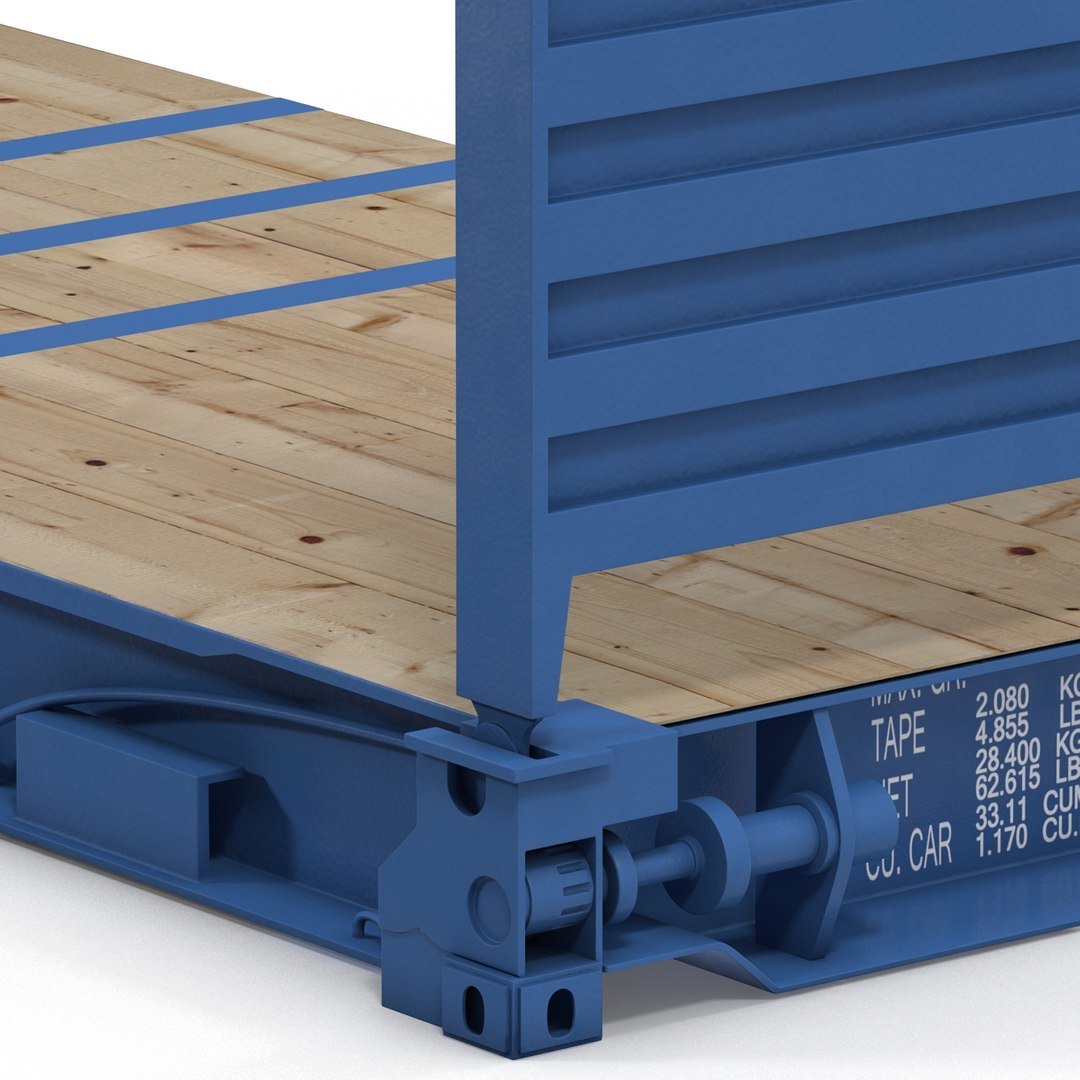 3d Model Flat Rack Container Blue