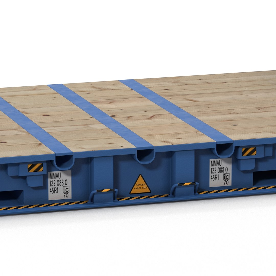 3d Model Flat Rack Container Blue