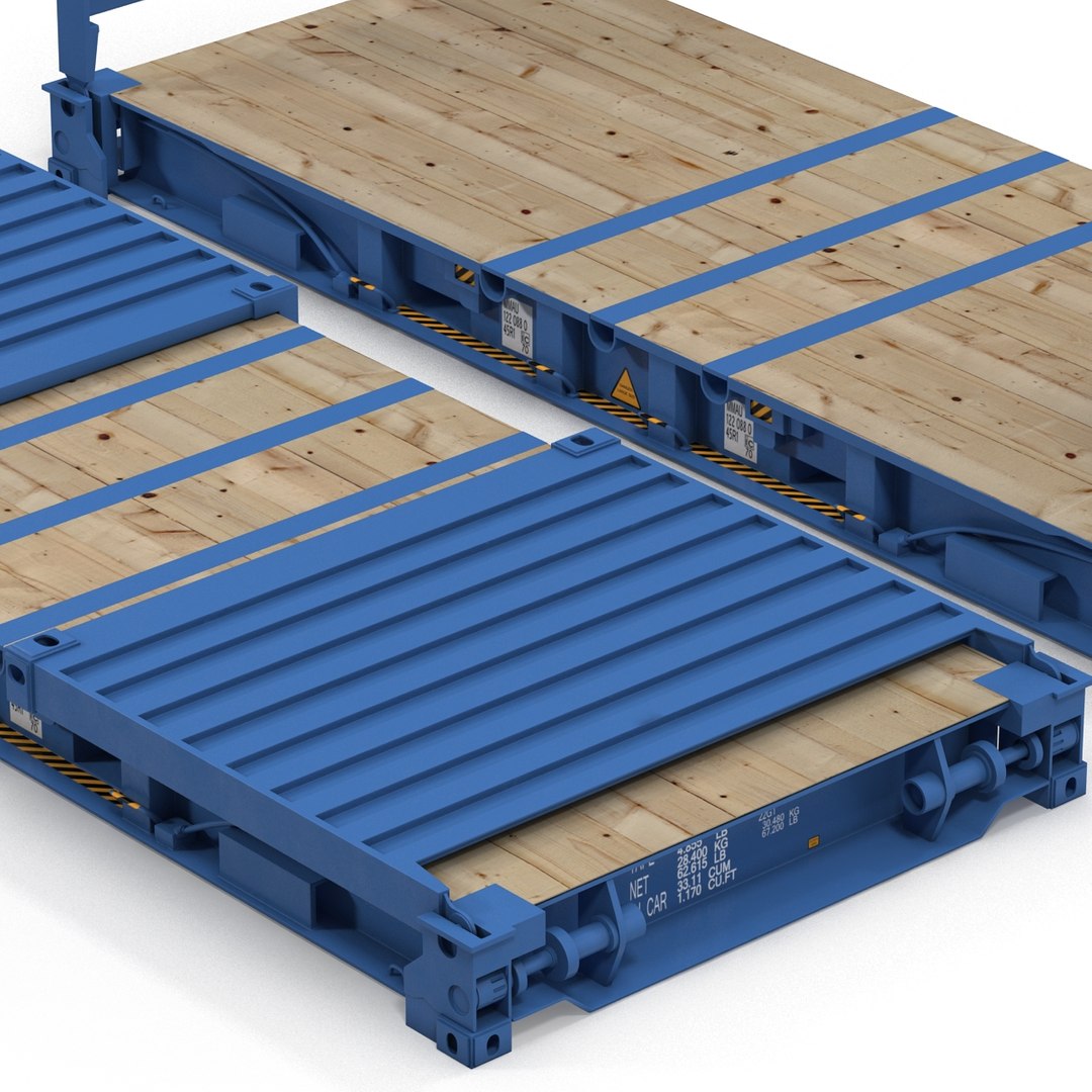 3d model flat rack container blue