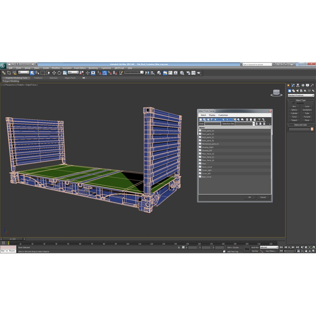 3d model flat rack container blue