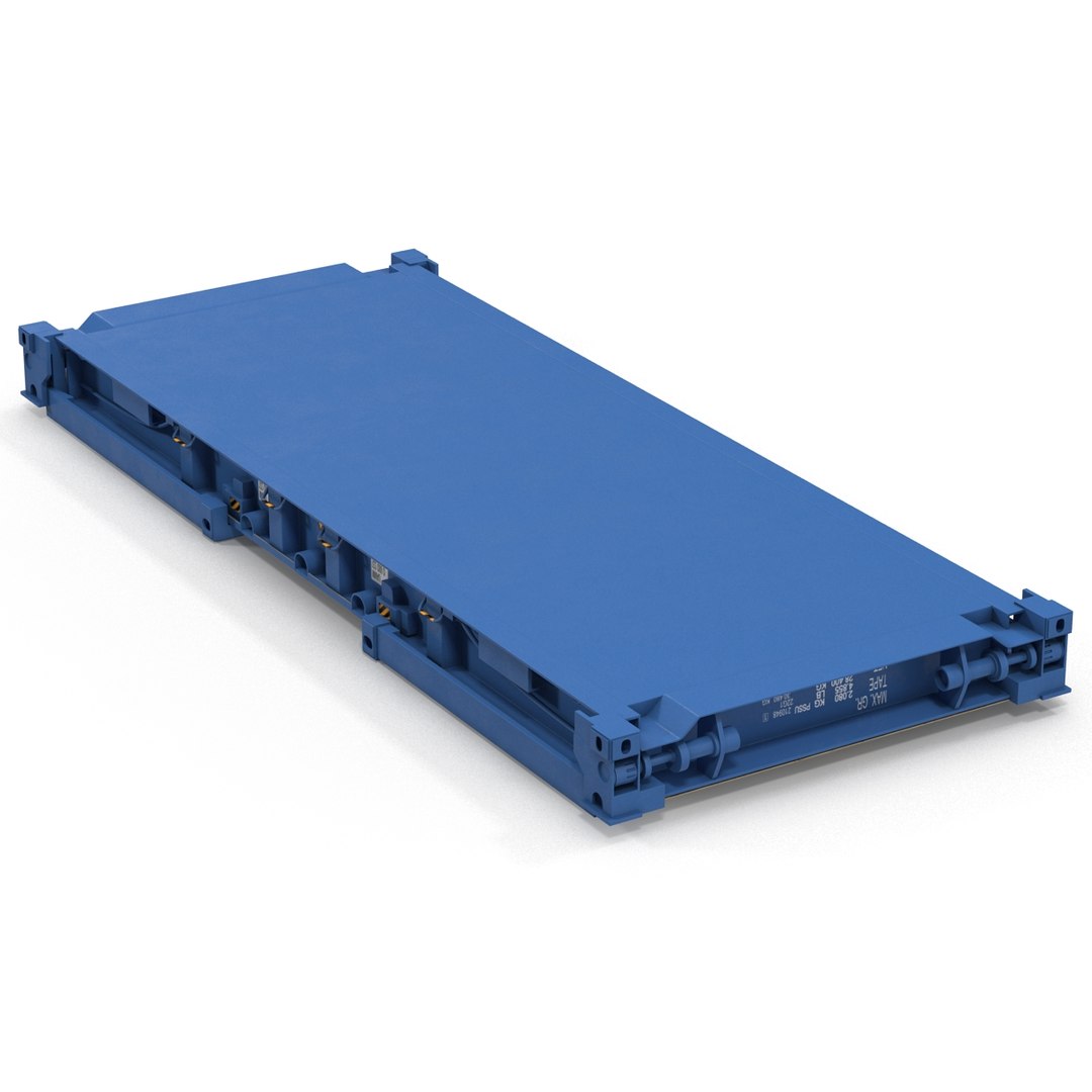 3d model flat rack container blue