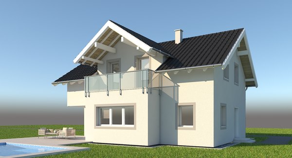 3d modern single family home model