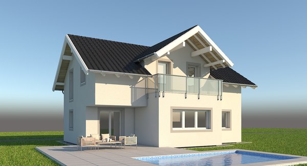 3d modern single family home model