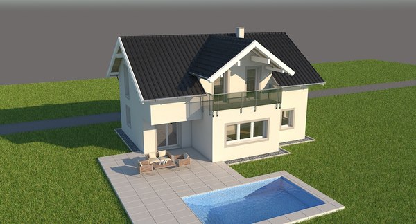 3d modern single family home model