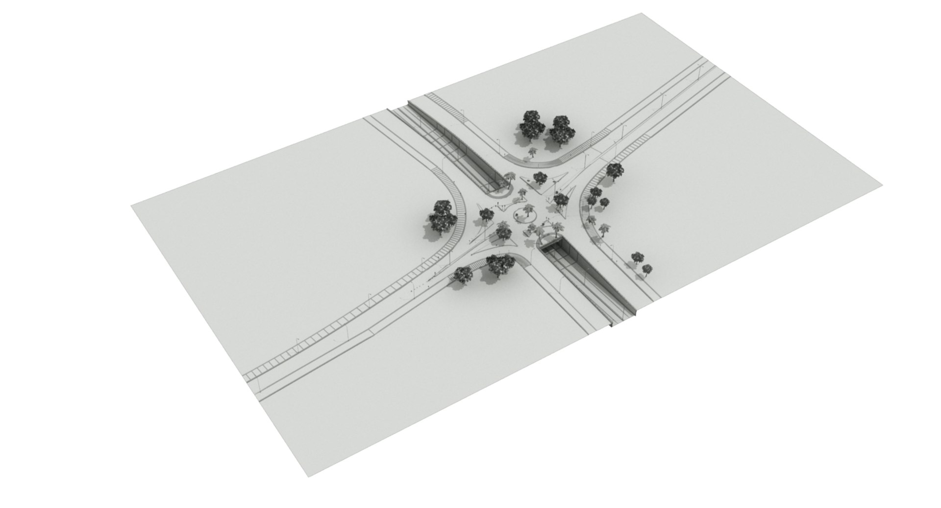 3D intersection road - TurboSquid 1356618