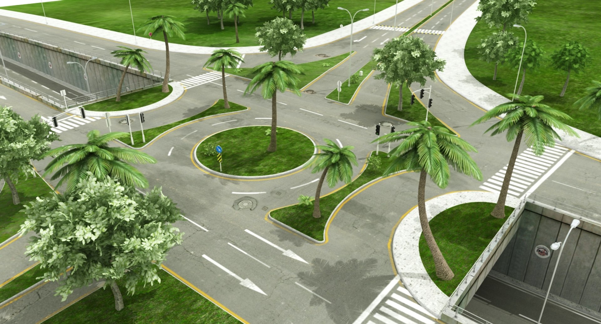 3D intersection road - TurboSquid 1356618