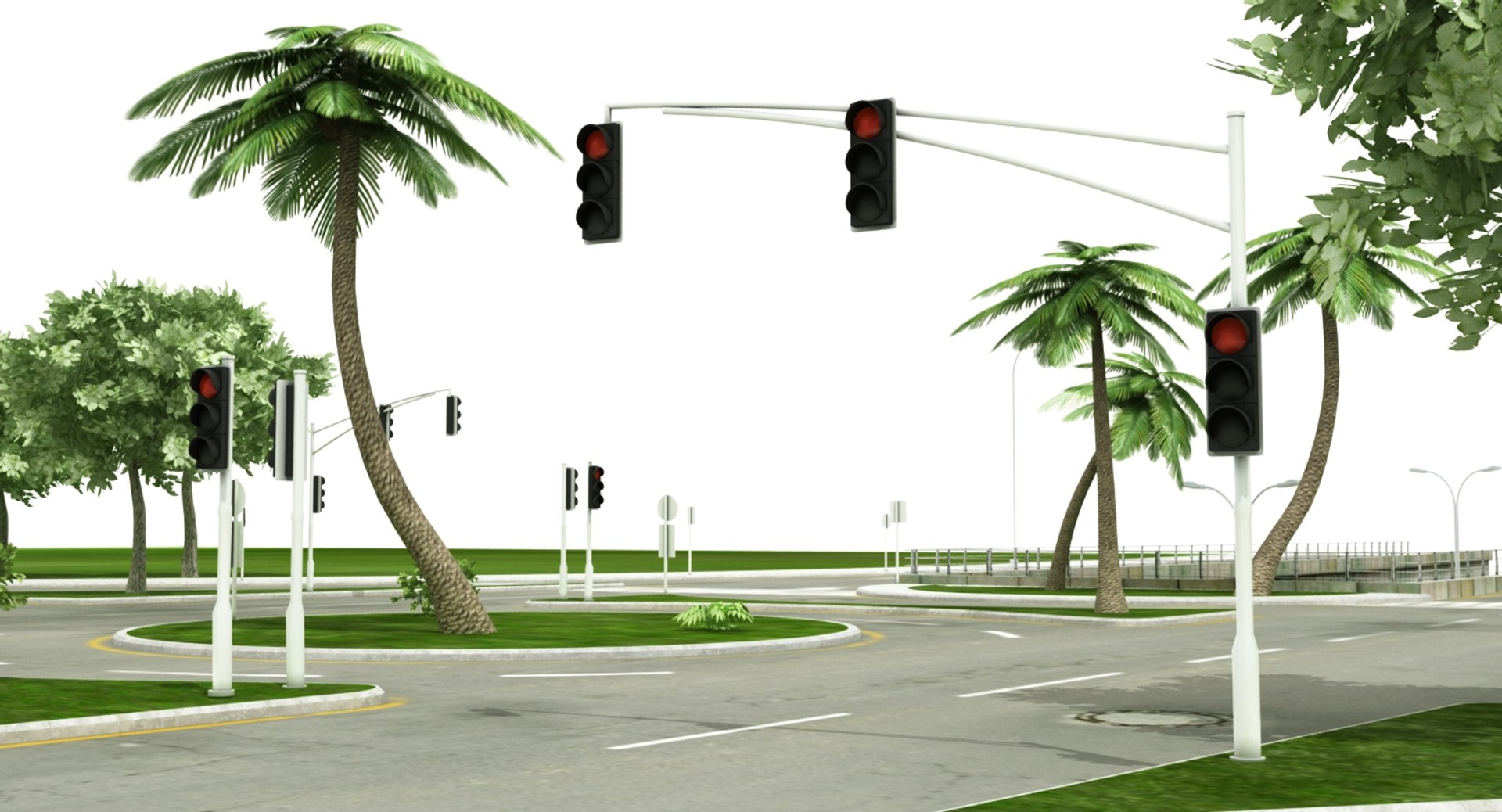 3D intersection road - TurboSquid 1356618