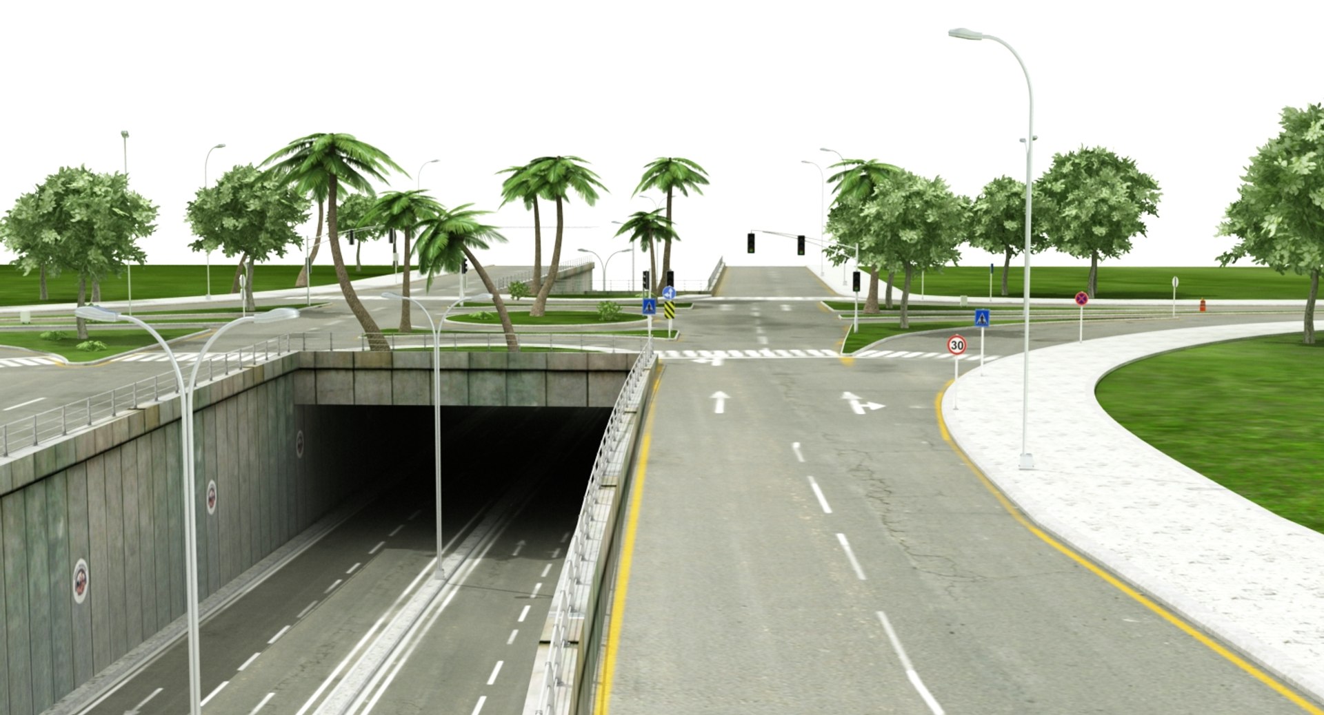 3D intersection road - TurboSquid 1356618