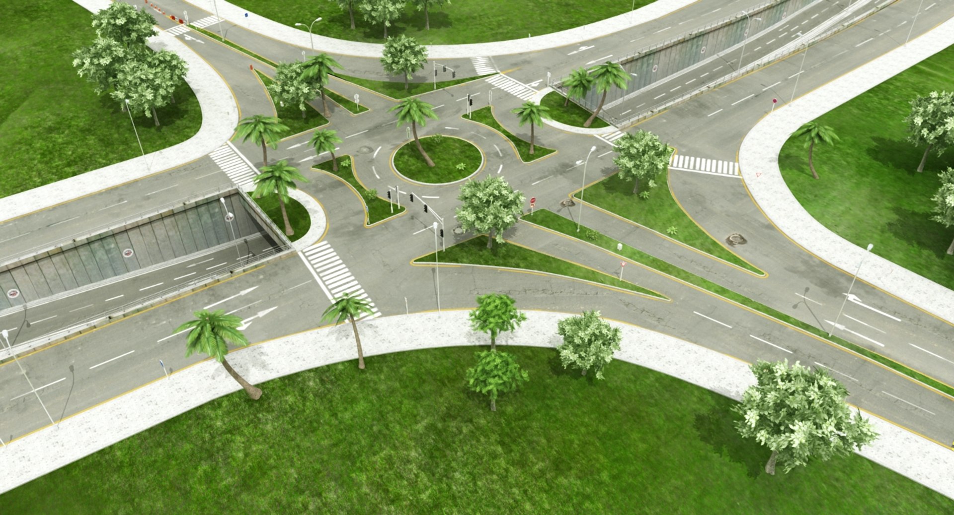 3D intersection road - TurboSquid 1356618