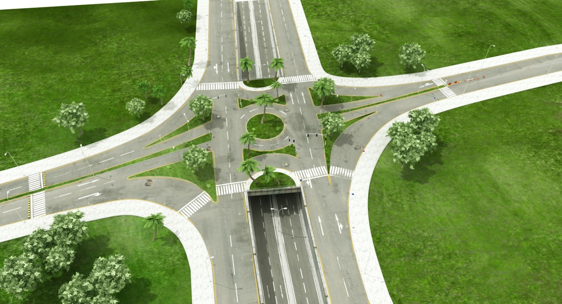 3D intersection road - TurboSquid 1356618