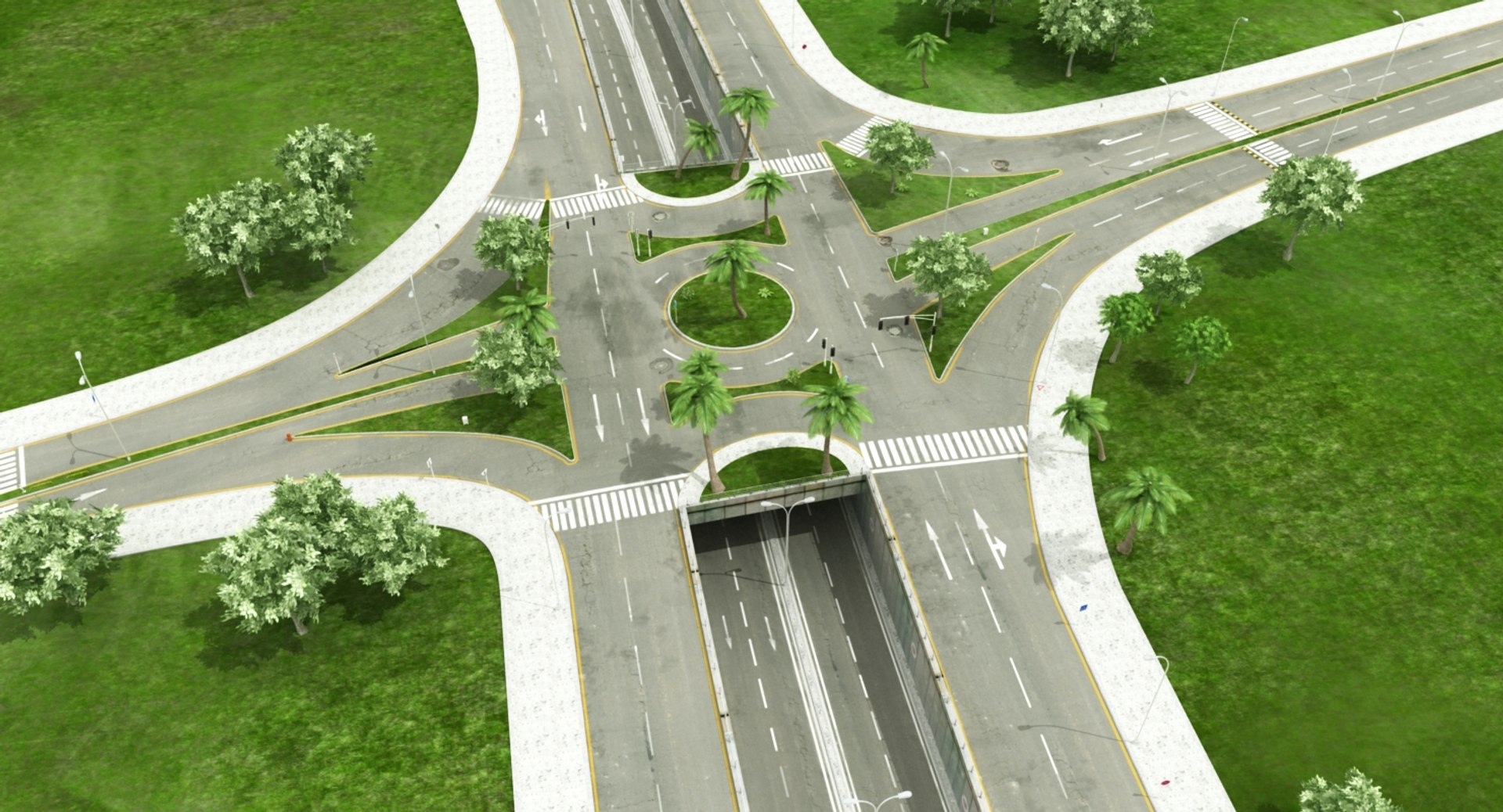 3D intersection road - TurboSquid 1356618