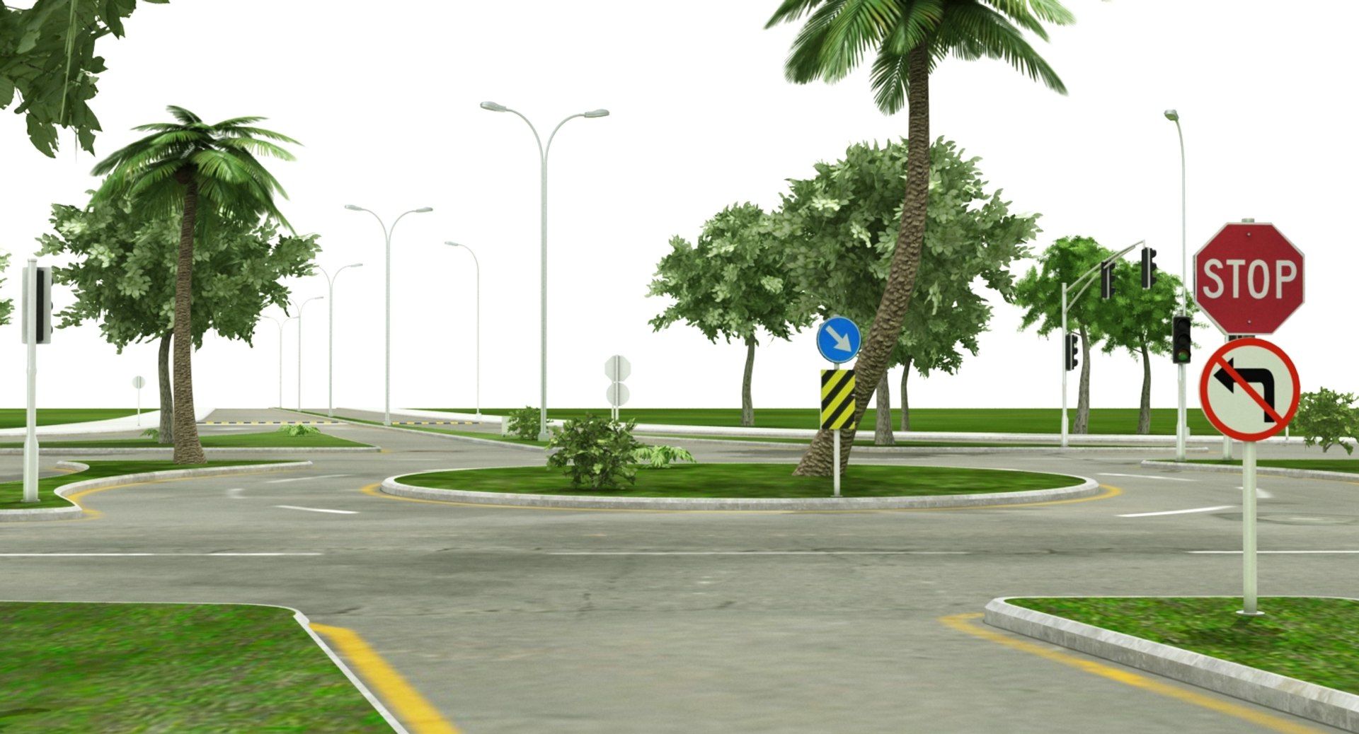 3D intersection road - TurboSquid 1356618