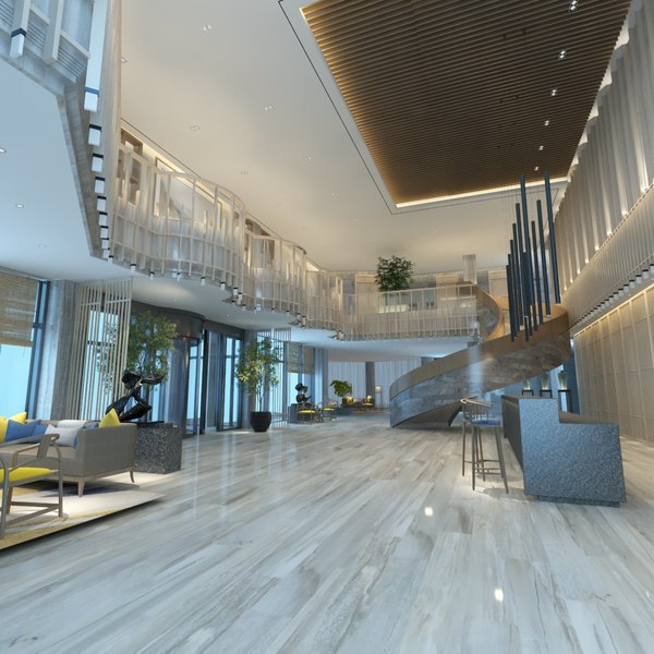 modèle 3D de Two-Story Lobby and Lounge Interior - TurboSquid 2055220