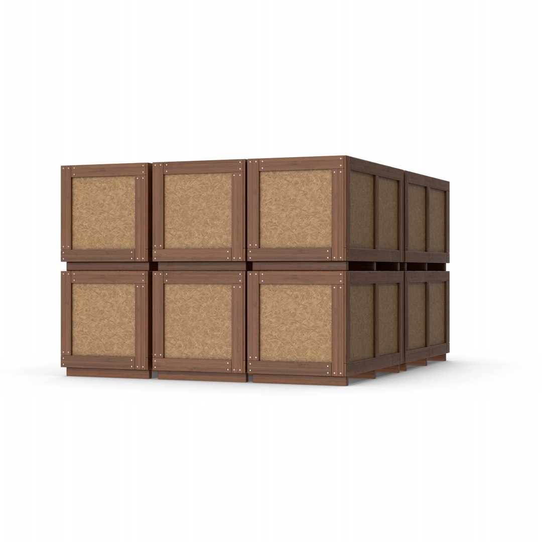 3D Stack Of Wooden Crate Boxes - TurboSquid 1994923
