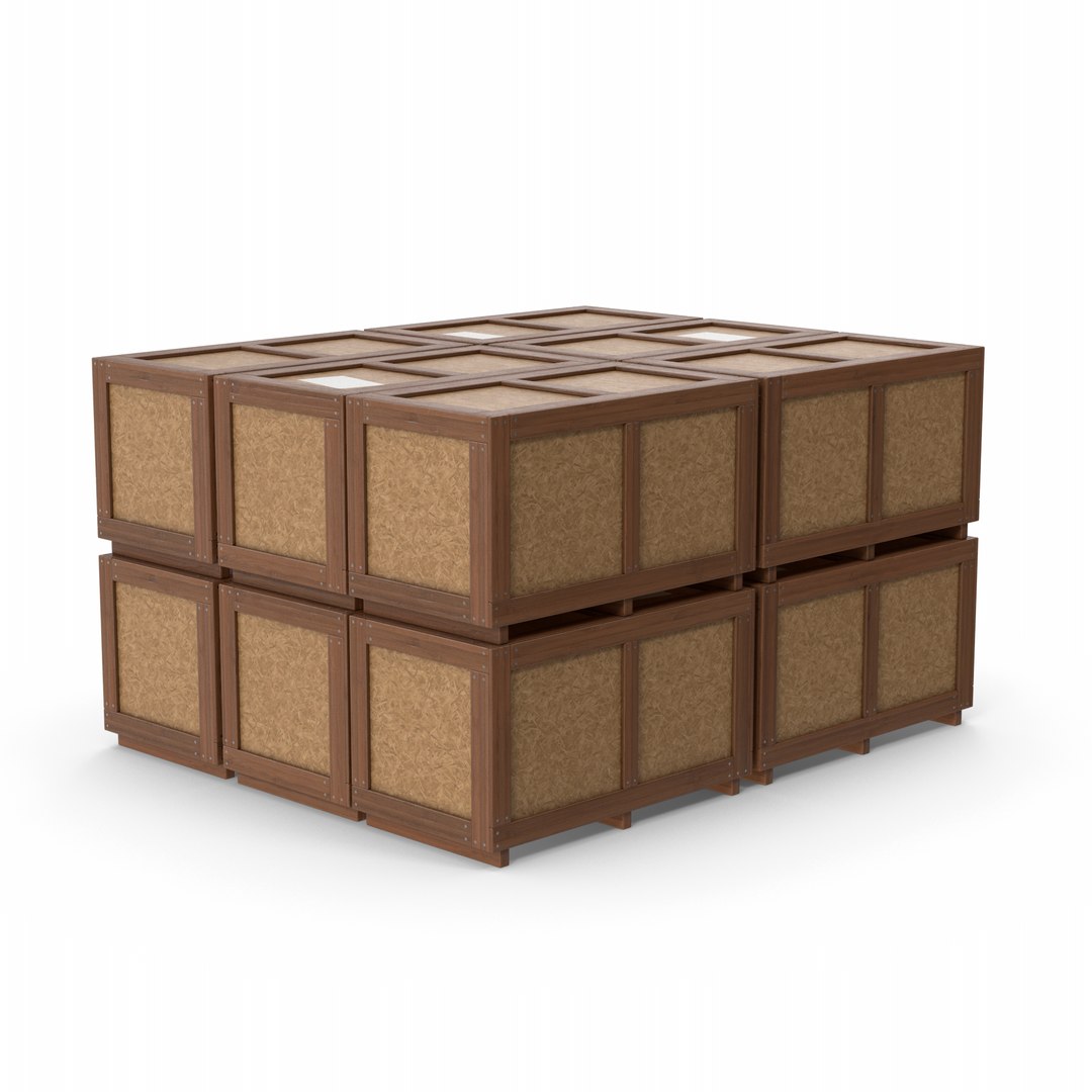 3D Stack Of Wooden Crate Boxes - TurboSquid 1994923