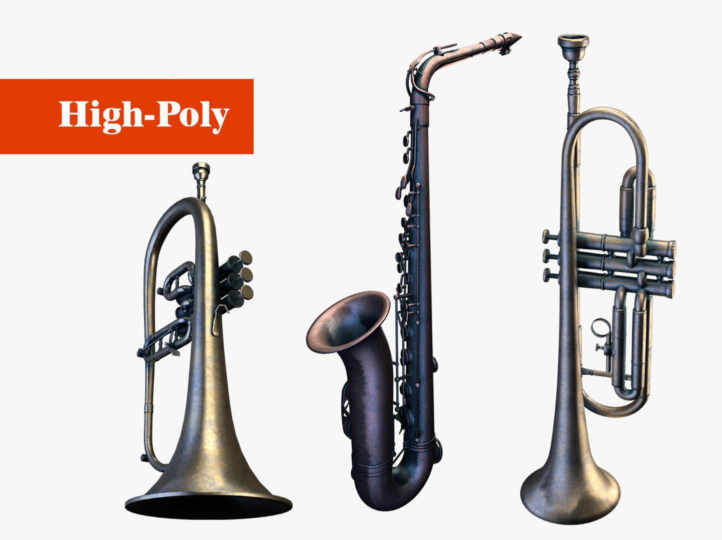 Saxophone Pipe French Horn High-poly 3D Model - TurboSquid 2345165