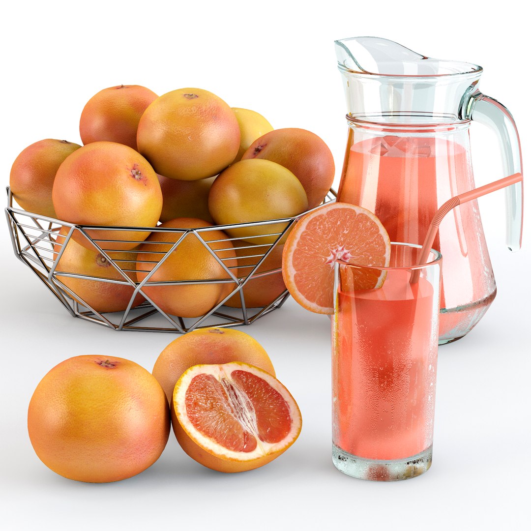 3D Model Grapefruits And Grapefruit Juice - TurboSquid 2233977