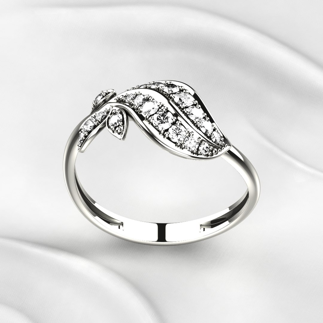 3D Big Leaf Gold Ring - TurboSquid 1874784
